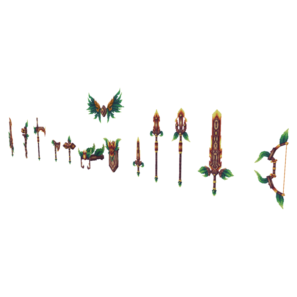 Forest Weapon Set - Pixel Art 3D Model Asset Store| EliteCreatures