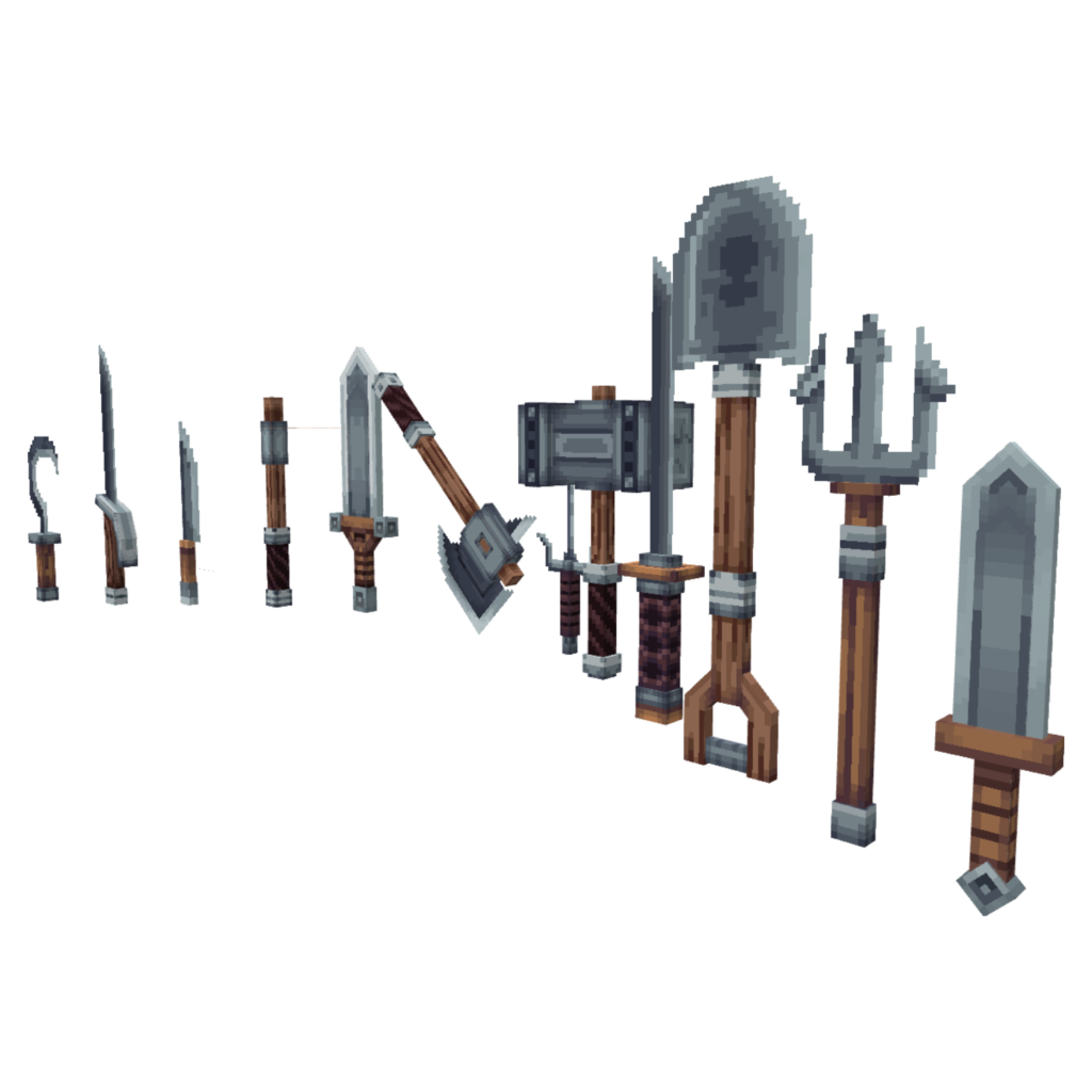 Stone Graveyer Weapons Set - Pixel Art 3D Model Asset Store| EliteCreatures